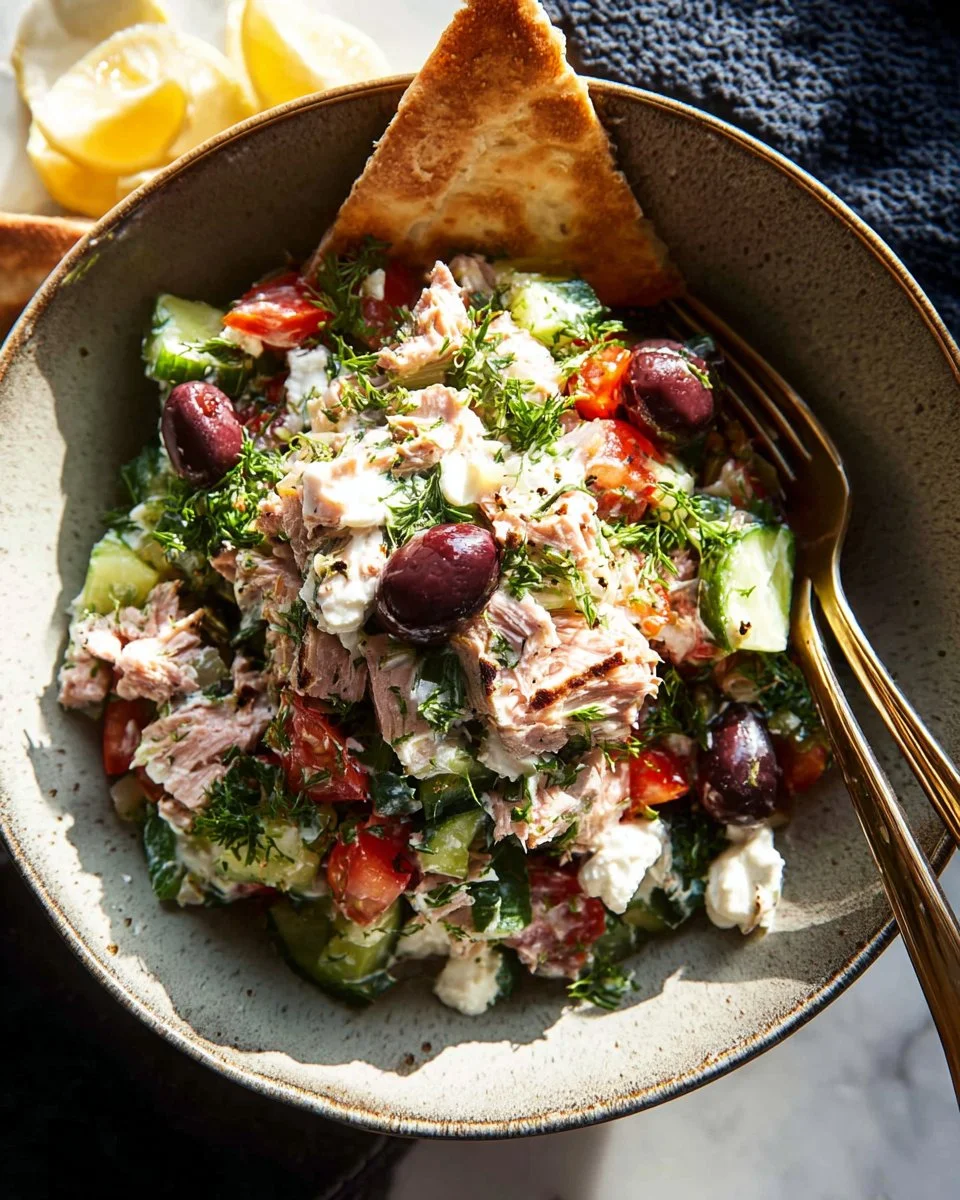Mediterranean Tuna Salad with Creamy Feta Dressing | Epic Meal Recipes